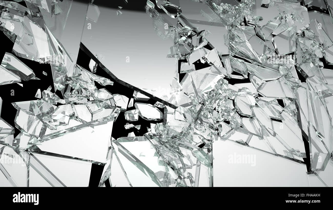 Demolished glass with sharp pieces on black Stock Photo - Alamy