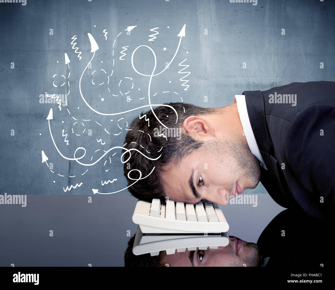 Business person with frustrated thoughts Stock Photo - Alamy