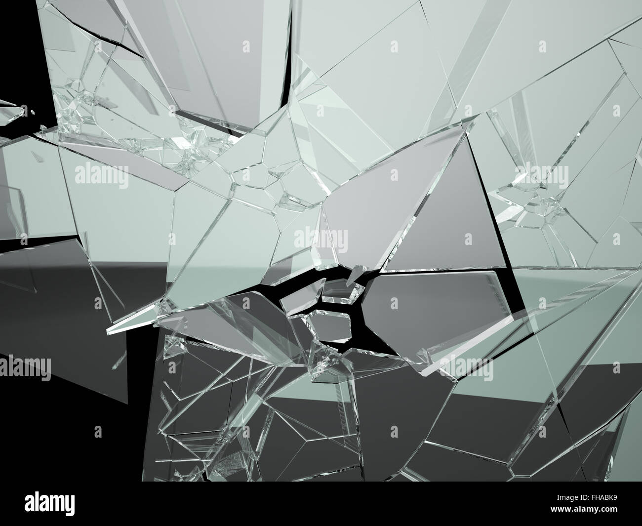 Many large pieces of shattered glass isolated over black background Stock Photo - Alamy