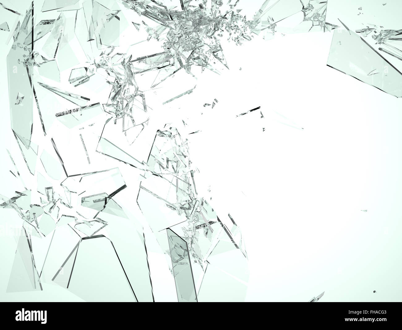 Pieces of demolished or Shattered glass on white isolated Stock Photo ...