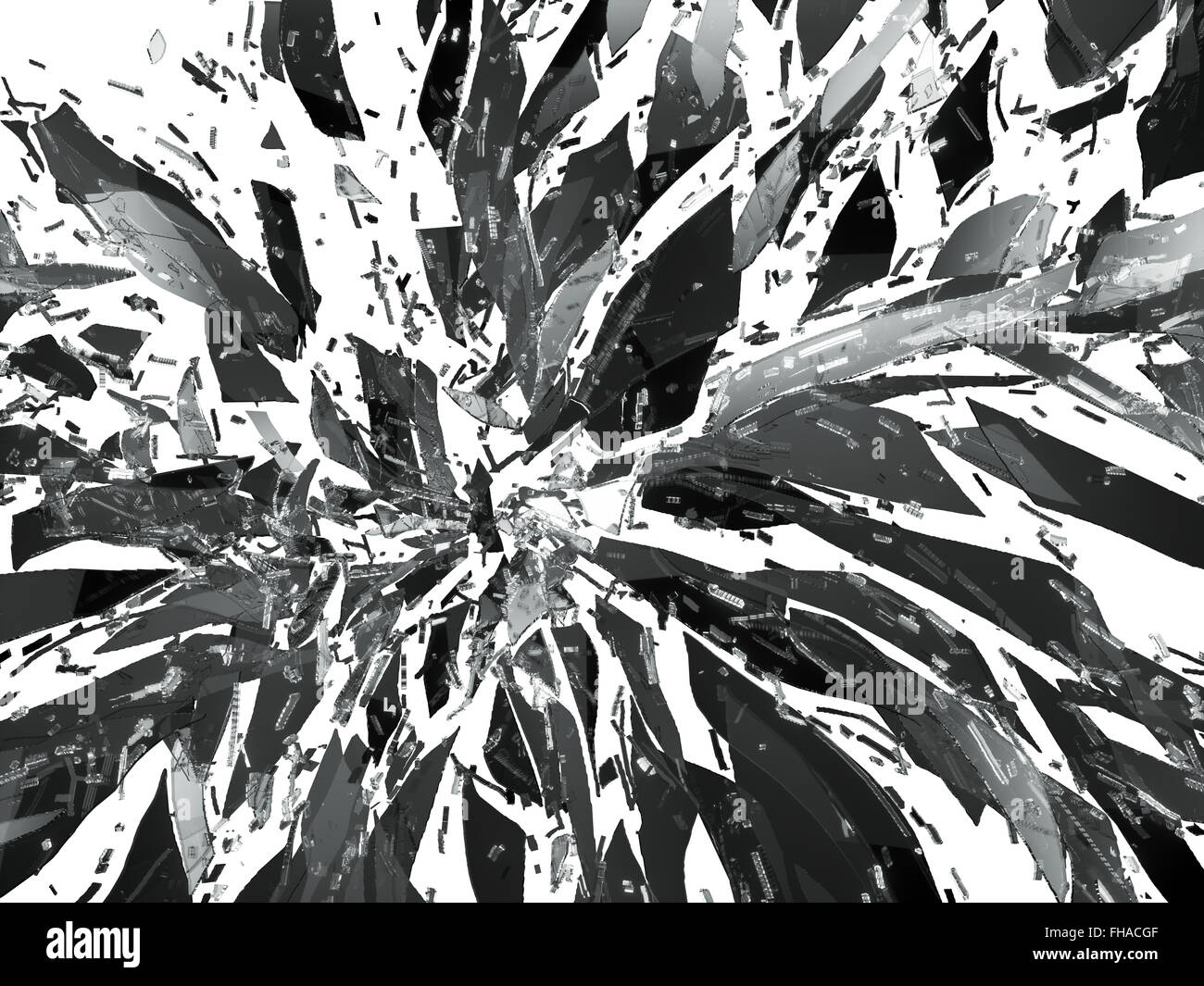 Pieces of destructed Shattered glass on white Stock Photo - Alamy