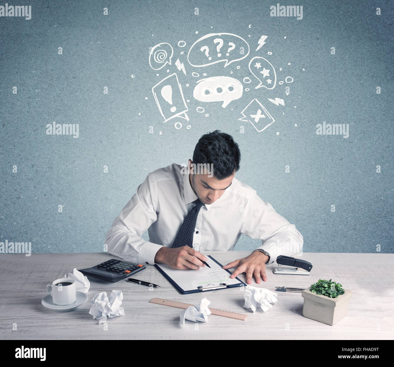 Business person in doubt and confused Stock Photo - Alamy
