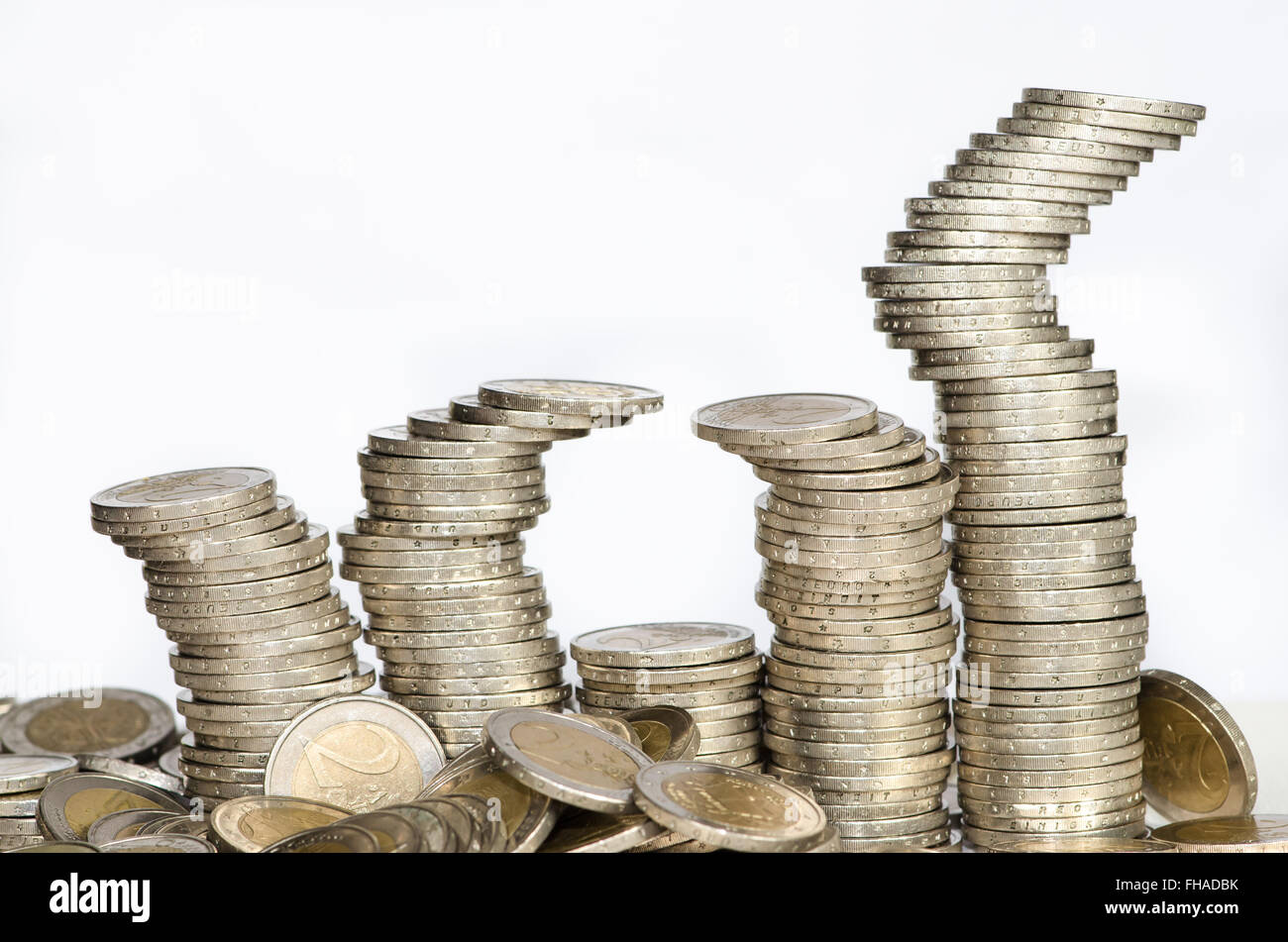 falling stacks of coins background image Stock Photo - Alamy