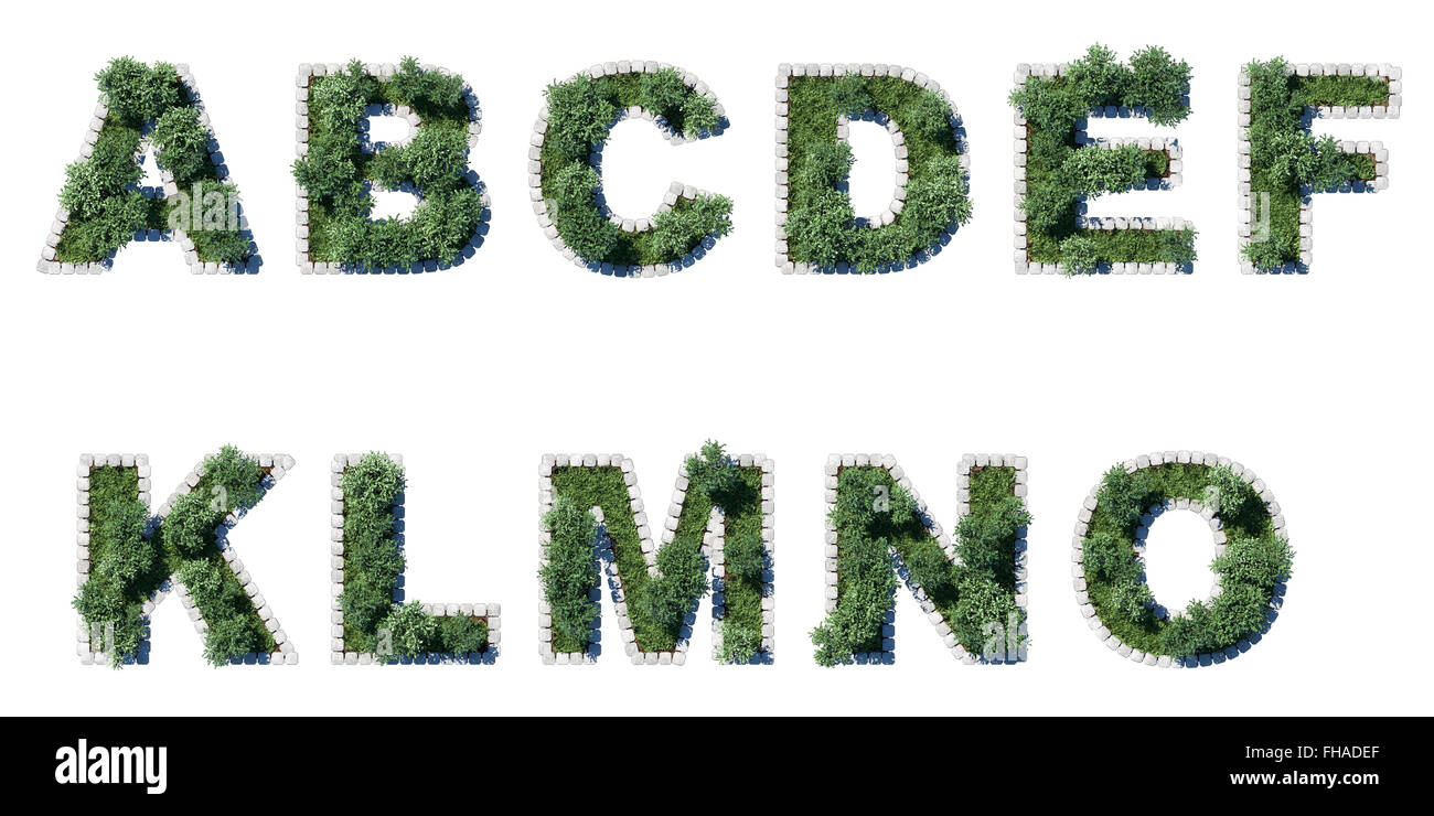 Green park font with grey cubing border. 11 letters Stock Photo - Alamy