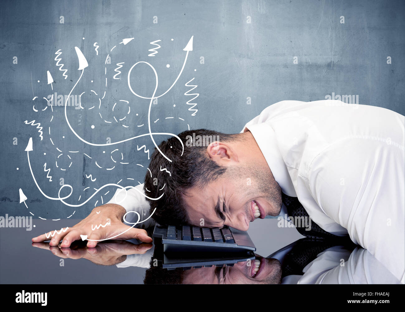 Business person with frustrated thoughts Stock Photo - Alamy