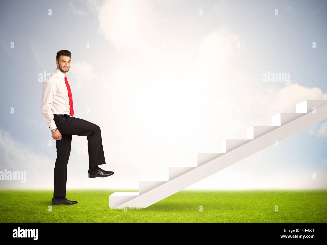 Person climbing up steps hi-res stock photography and images - Alamy