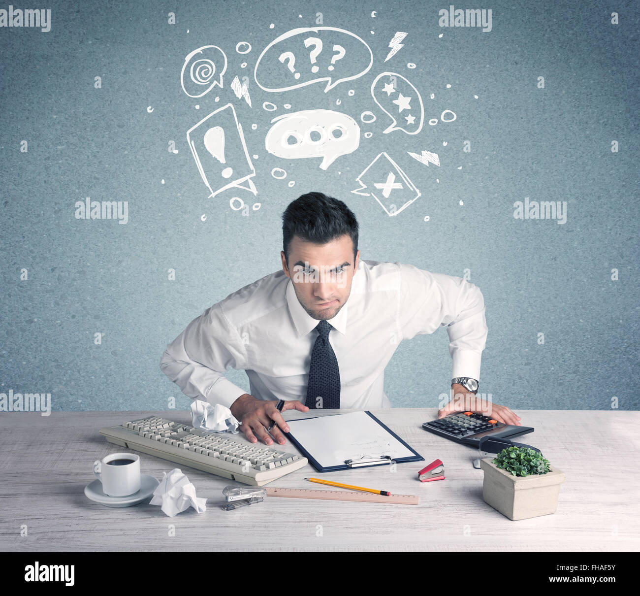 Business person in doubt and confused Stock Photo - Alamy