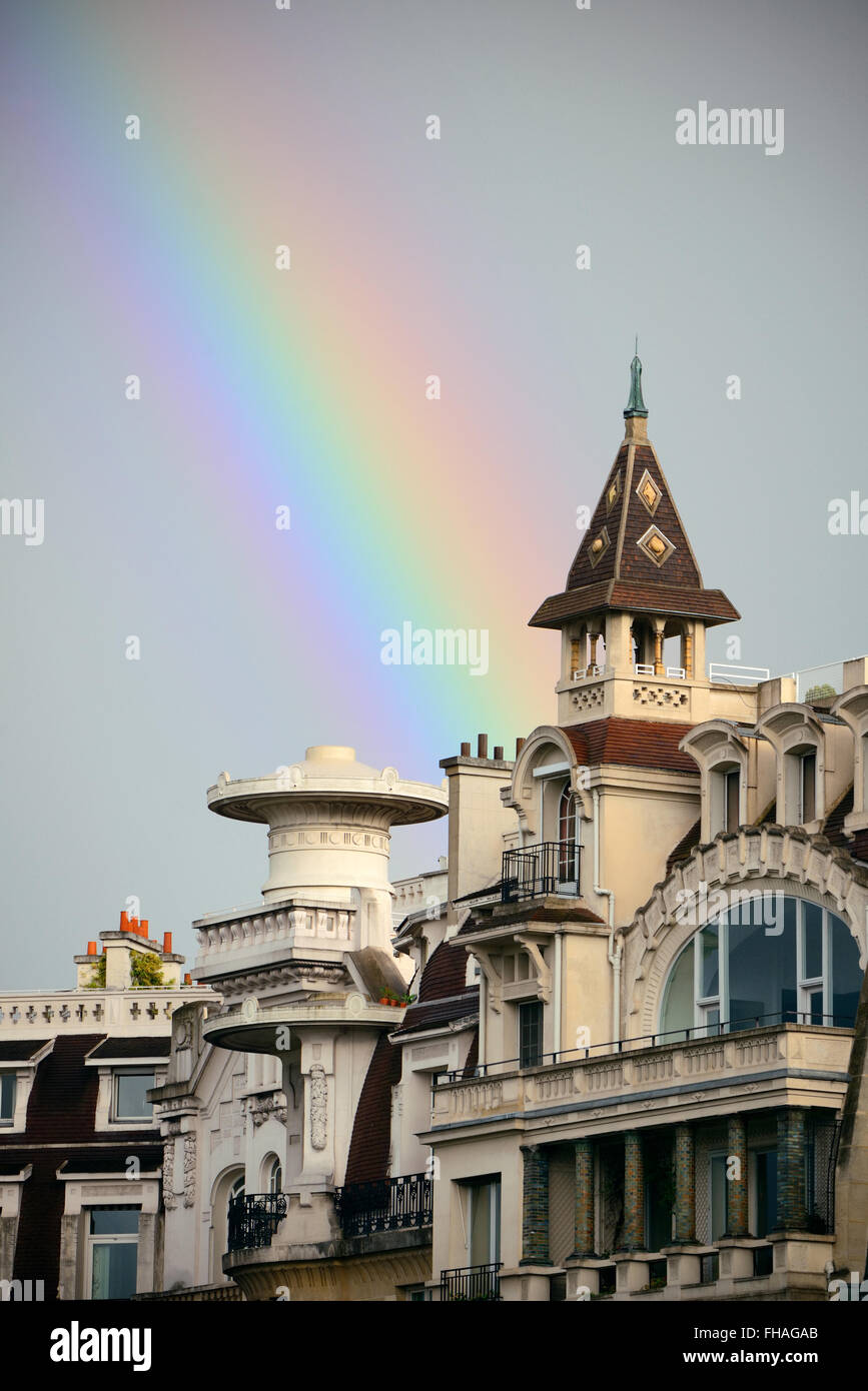 French style architecture and rainbow. Paris, France Stock Photo - Alamy