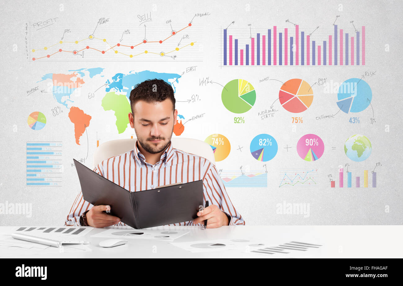 Business man with colorful charts Stock Photo - Alamy