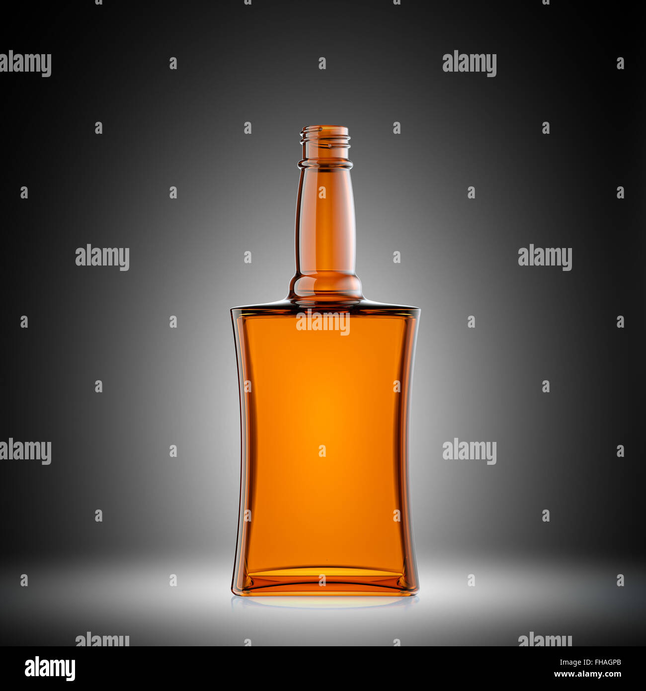 Empty red glass bottle for scotch or brandy on grey Stock Photo - Alamy
