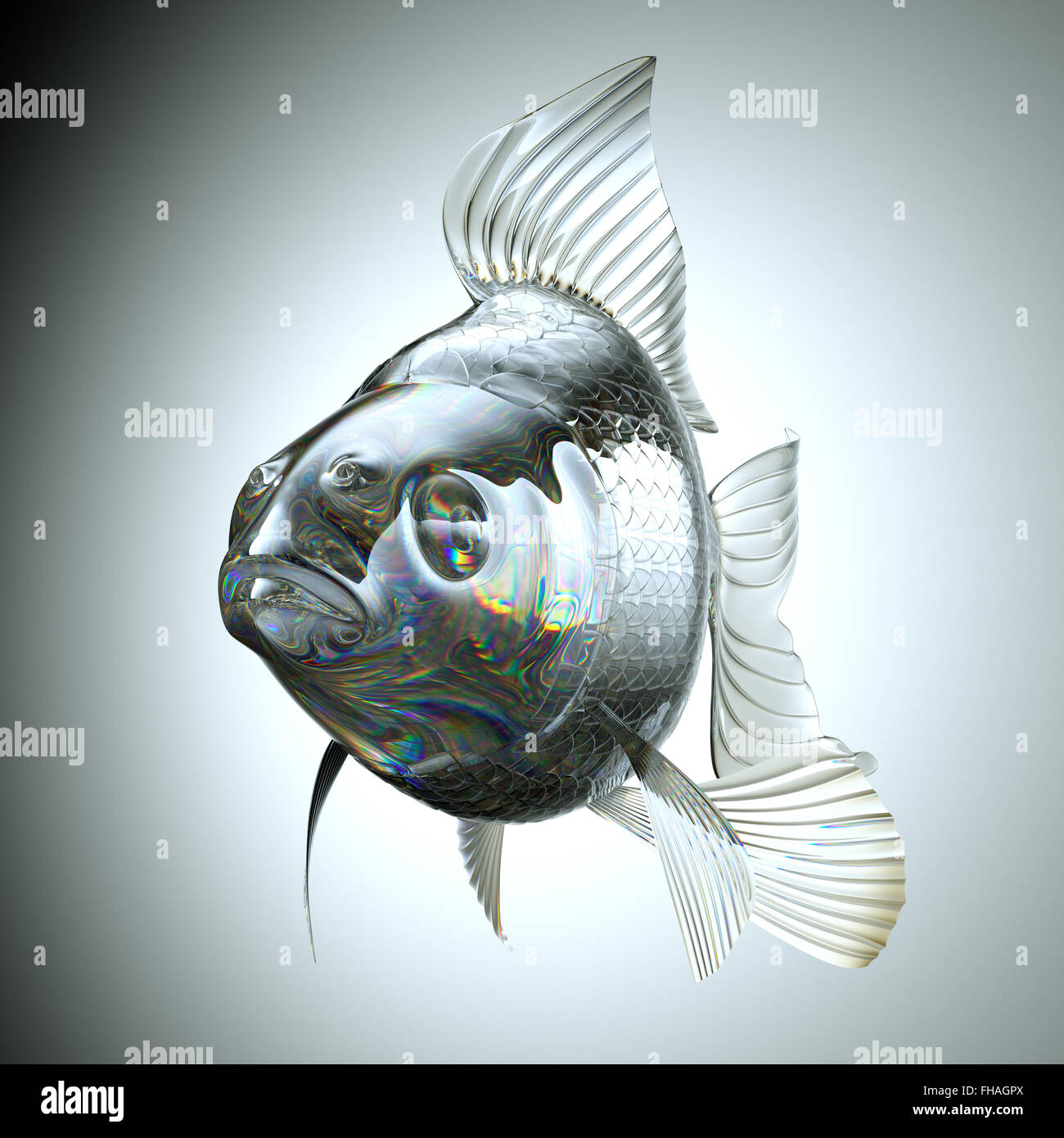 Front view of Glass goldfish over gradient background Stock Photo - Alamy