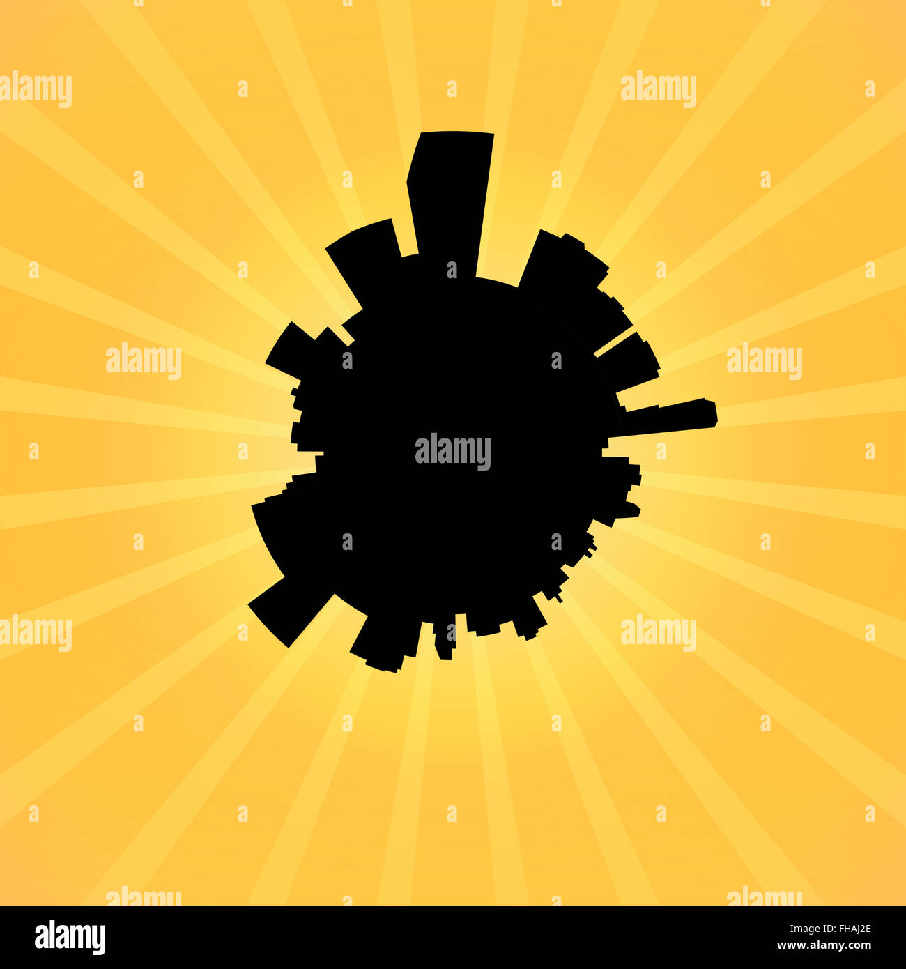 Circular Miami skyline on sunburst illustration Stock Photo - Alamy