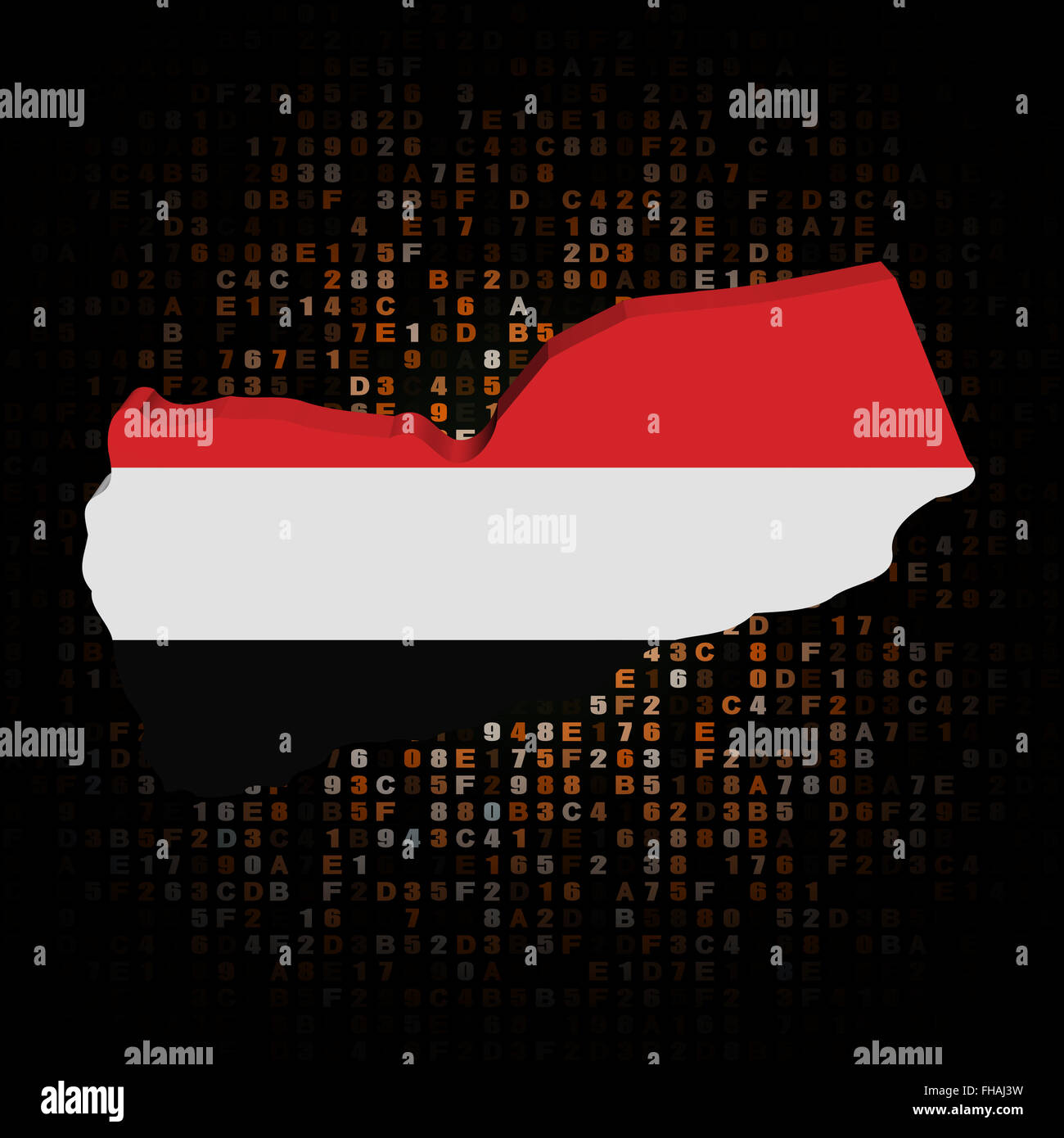 Yemen map flag on hex code illustration Stock Photo - Alamy