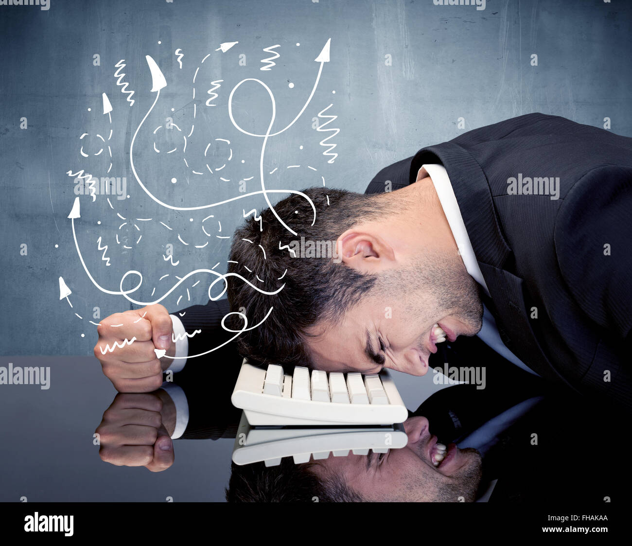 Business person with frustrated thoughts Stock Photo - Alamy