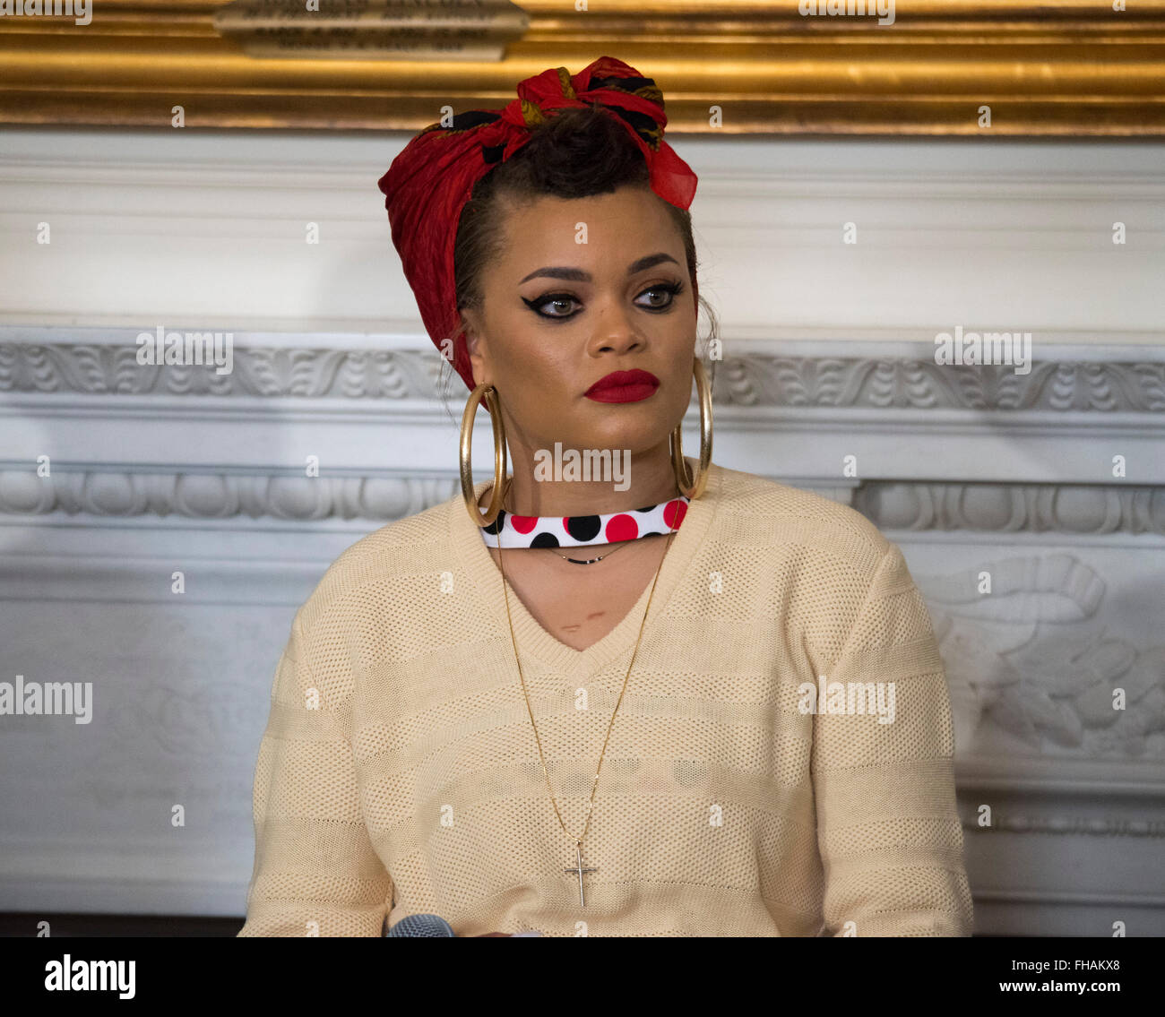 Washington DC, USA. 24th February, 2016.Auda Day listens to First Lady ...