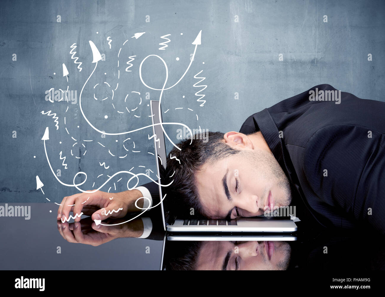 Business person with frustrated thoughts Stock Photo - Alamy