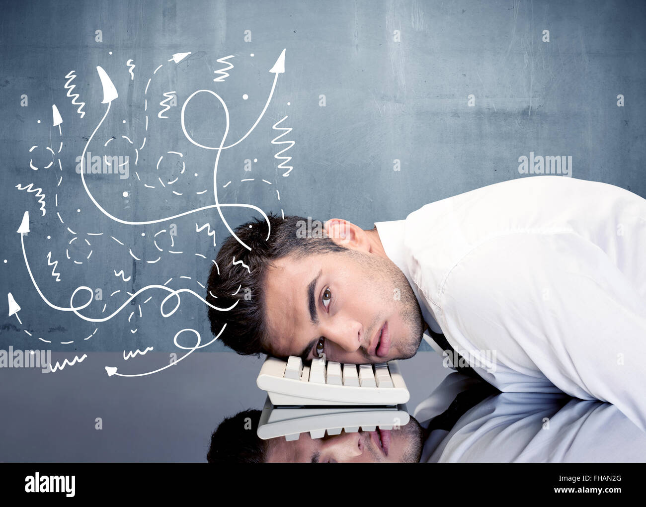 Business person with frustrated thoughts Stock Photo - Alamy