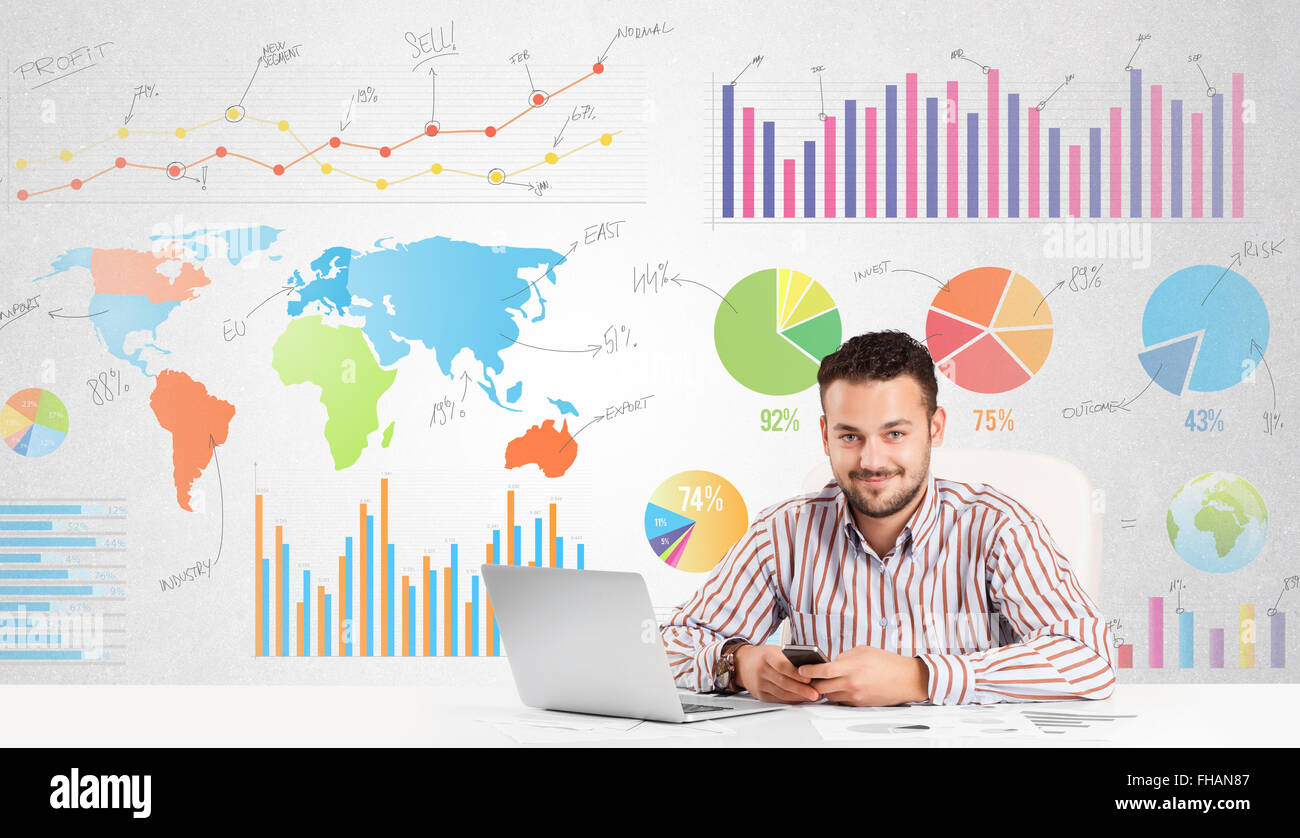 Business man with colorful charts Stock Photo - Alamy