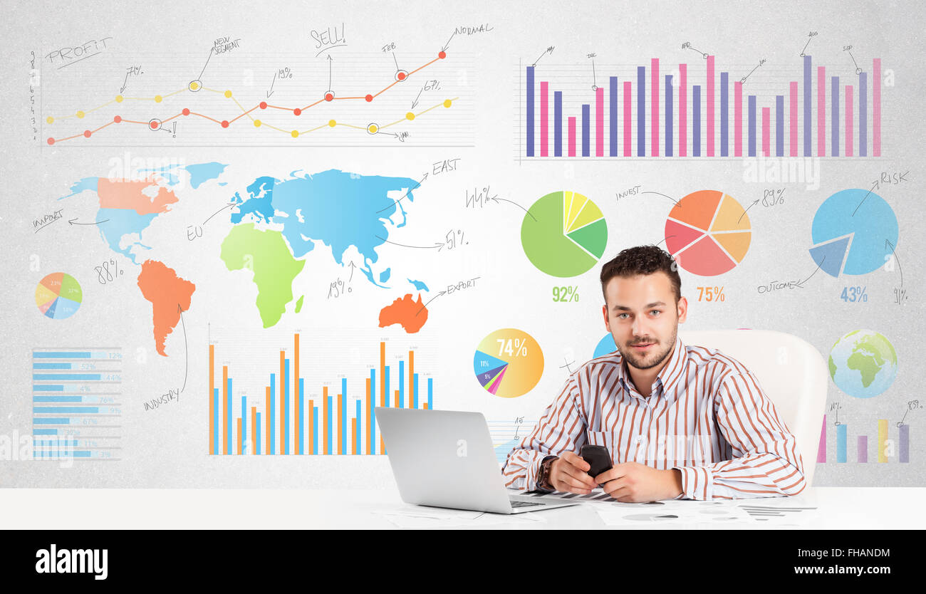 Business man with colorful charts Stock Photo - Alamy