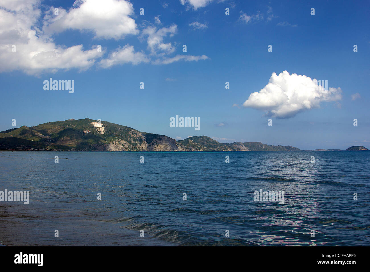 Cloud Reflection on the Sea and a View of Laganas Bay, Zakinthos/Zante ...