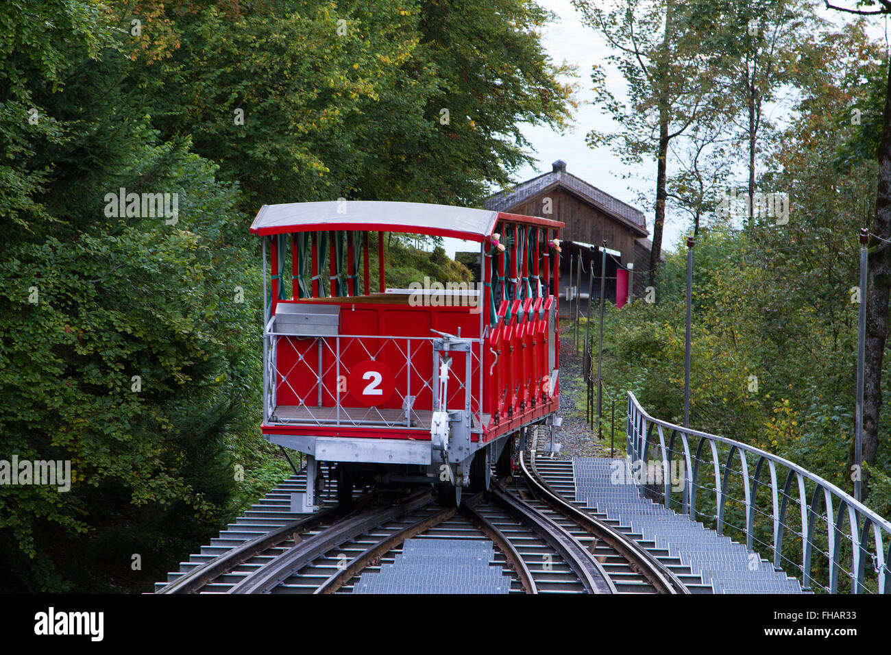 Giessbach Funicular, built in 1879 one of the oldest in Europe Brienz ...
