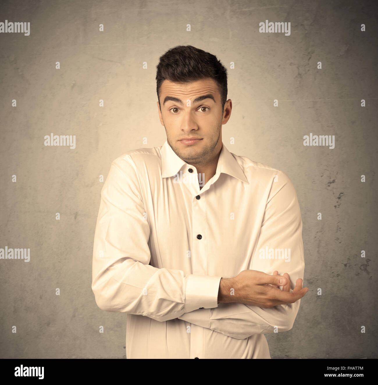 Sales worker making face expressions Stock Photo - Alamy