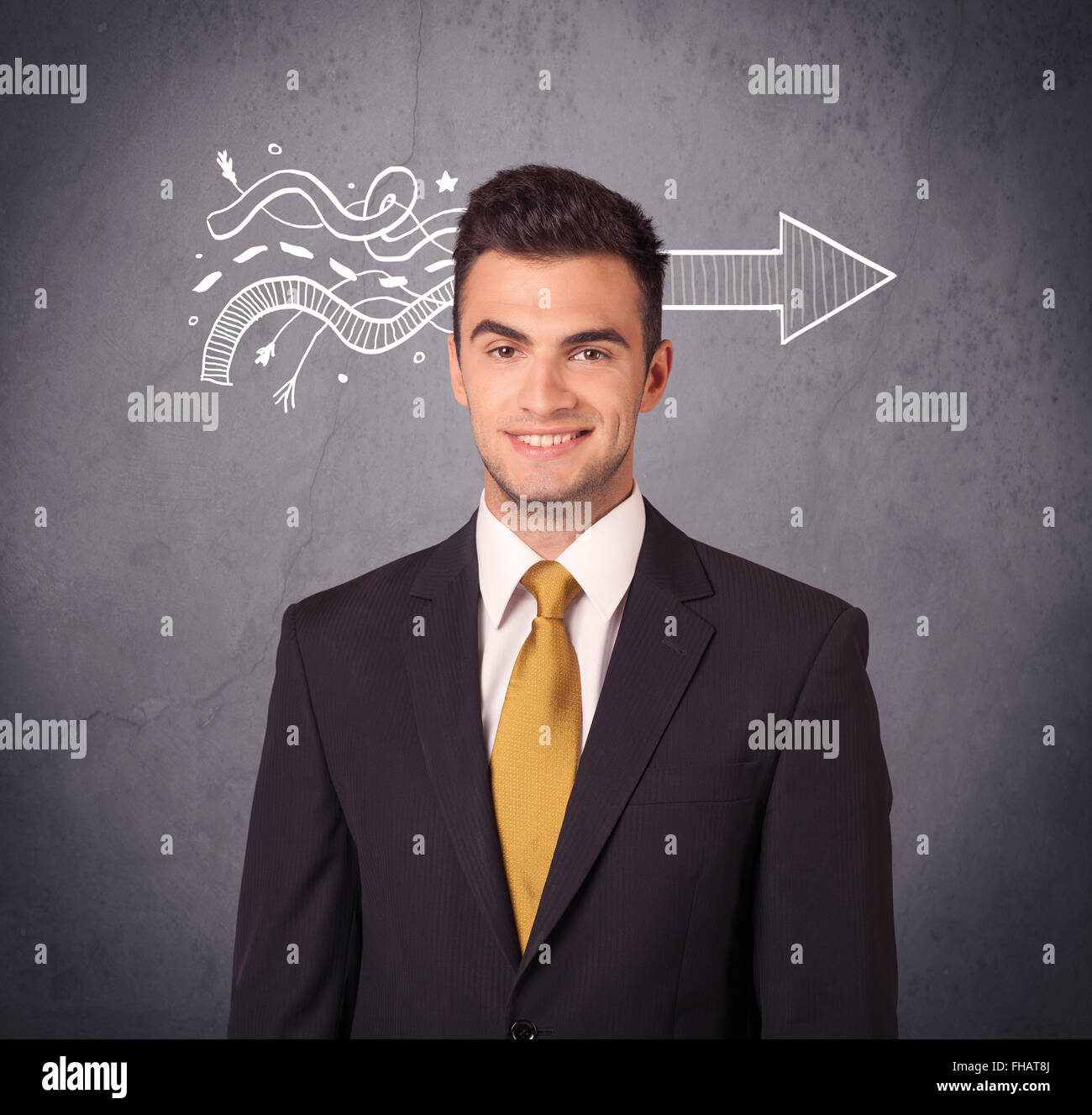 Confident sales person solves problem Stock Photo - Alamy