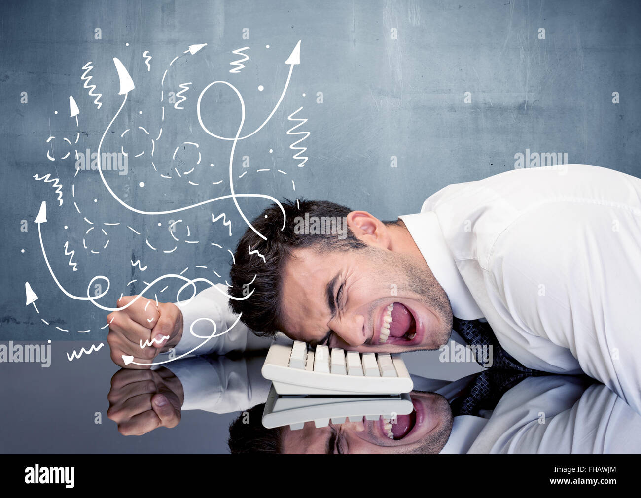 Business person with frustrated thoughts Stock Photo - Alamy