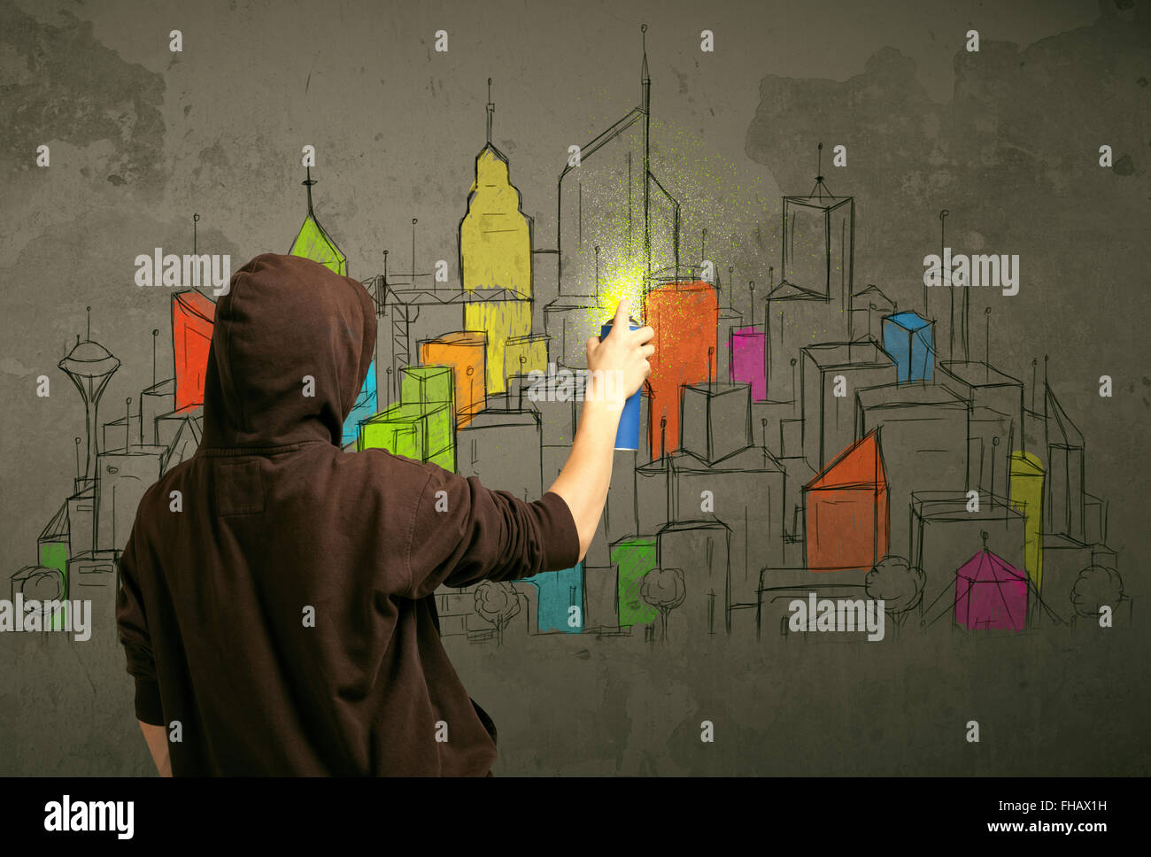 Young urban painter drawing Stock Photo - Alamy