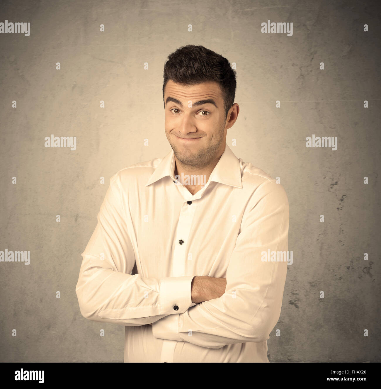 Sales worker making face expressions Stock Photo - Alamy