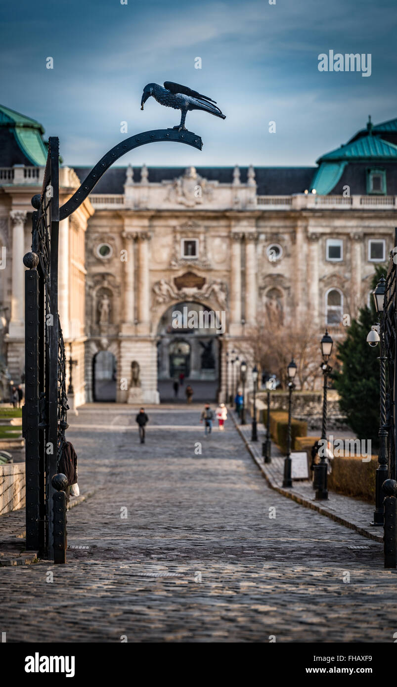 Raven's Gate at palace in Buda on castle hill. Old architecture of ...