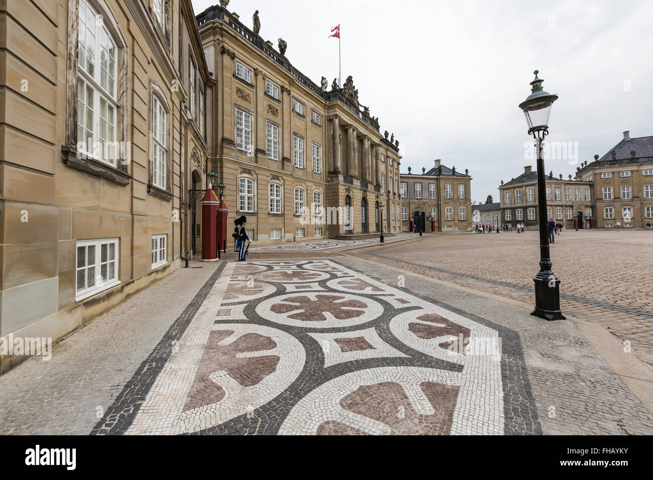 COPENHAGEN, DENMARK -SEPTEMBER 8: Castle Amalienborg with statue of ...