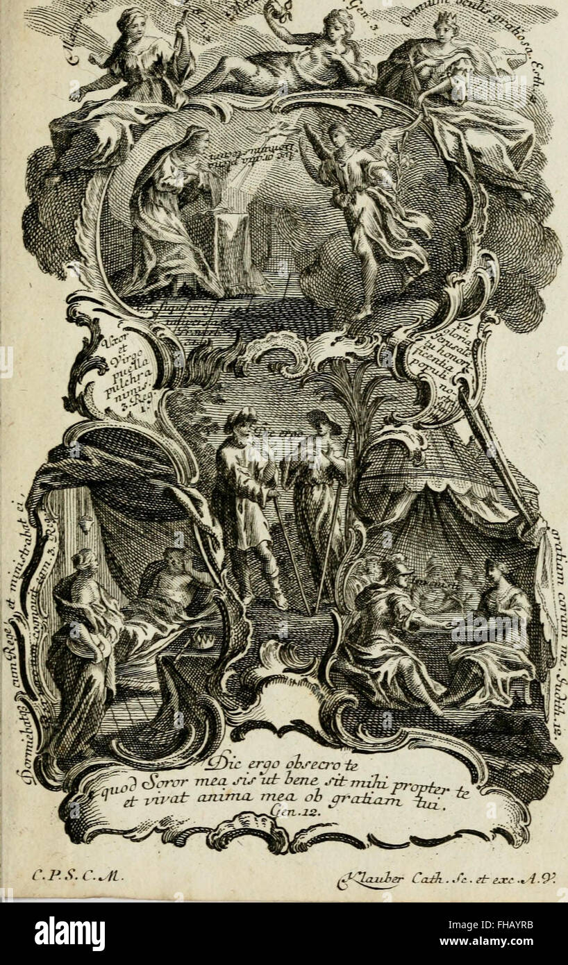 A collection of religious engravings from 1750, showcasing biblical ...