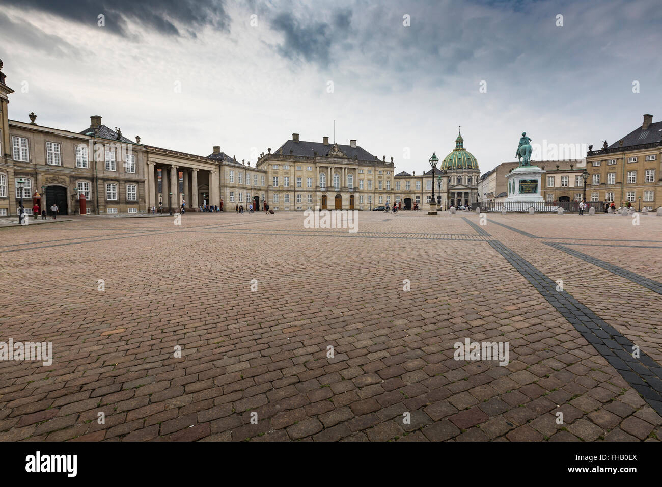 COPENHAGEN, DENMARK -SEPTEMBER 8: Castle Amalienborg with statue of ...