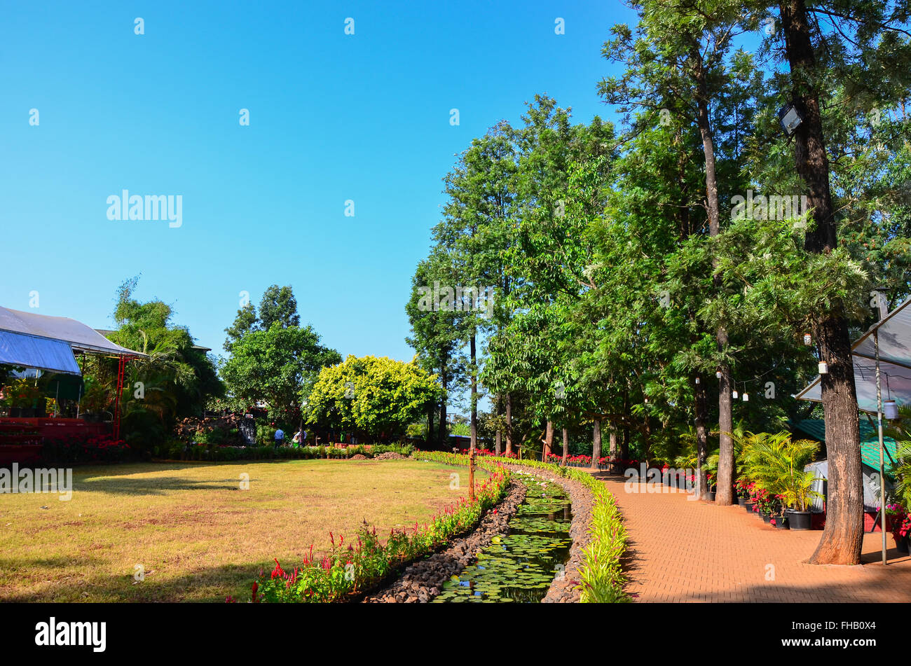Walkway through the clean and well maintained Mapro Garden at Panchgani ...