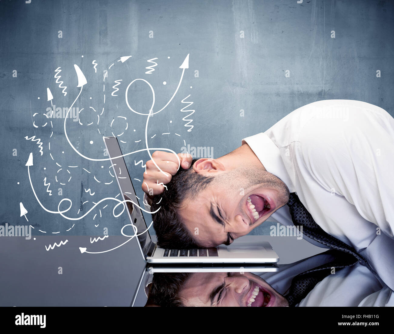 Business person with frustrated thoughts Stock Photo - Alamy
