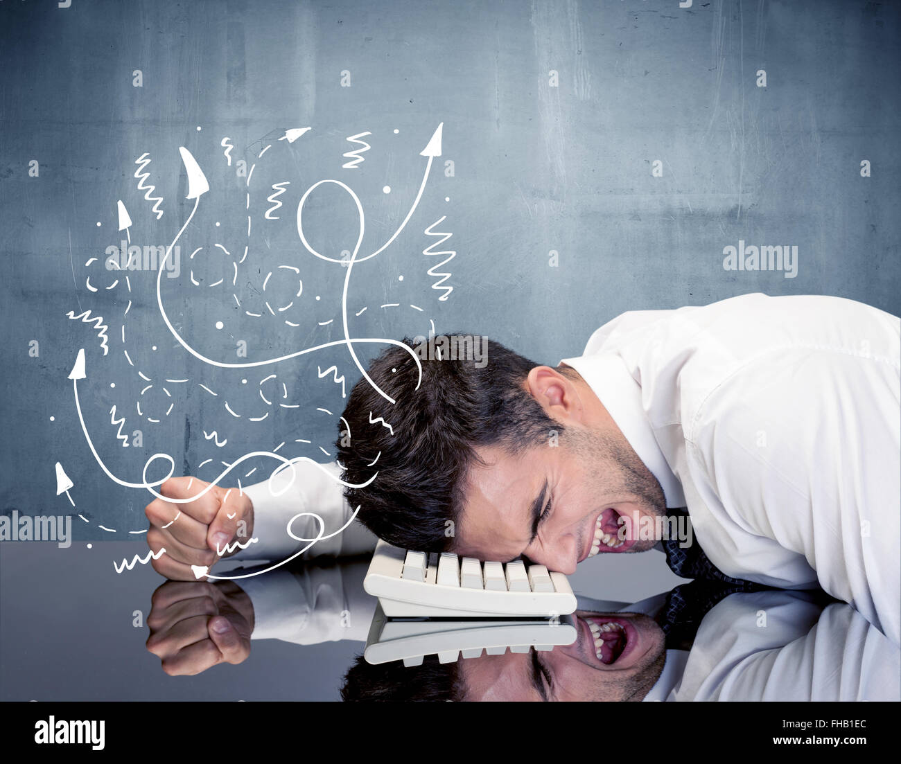 Business person with frustrated thoughts Stock Photo - Alamy