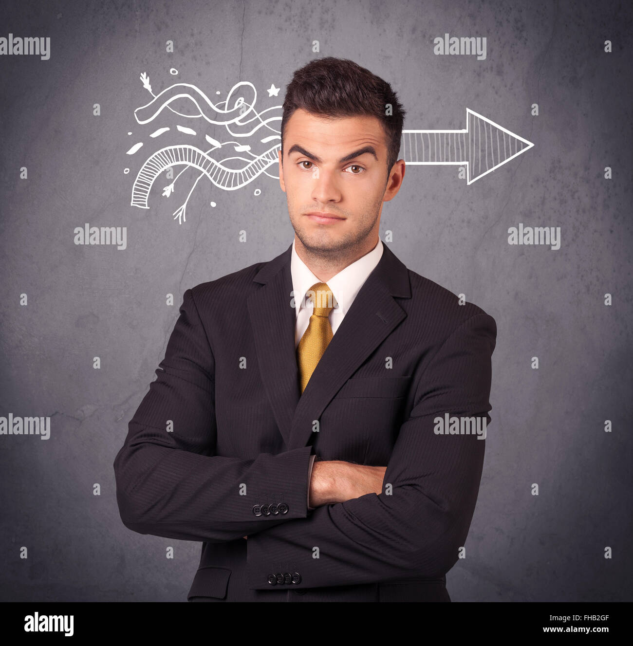 Confident sales person solves problem Stock Photo - Alamy