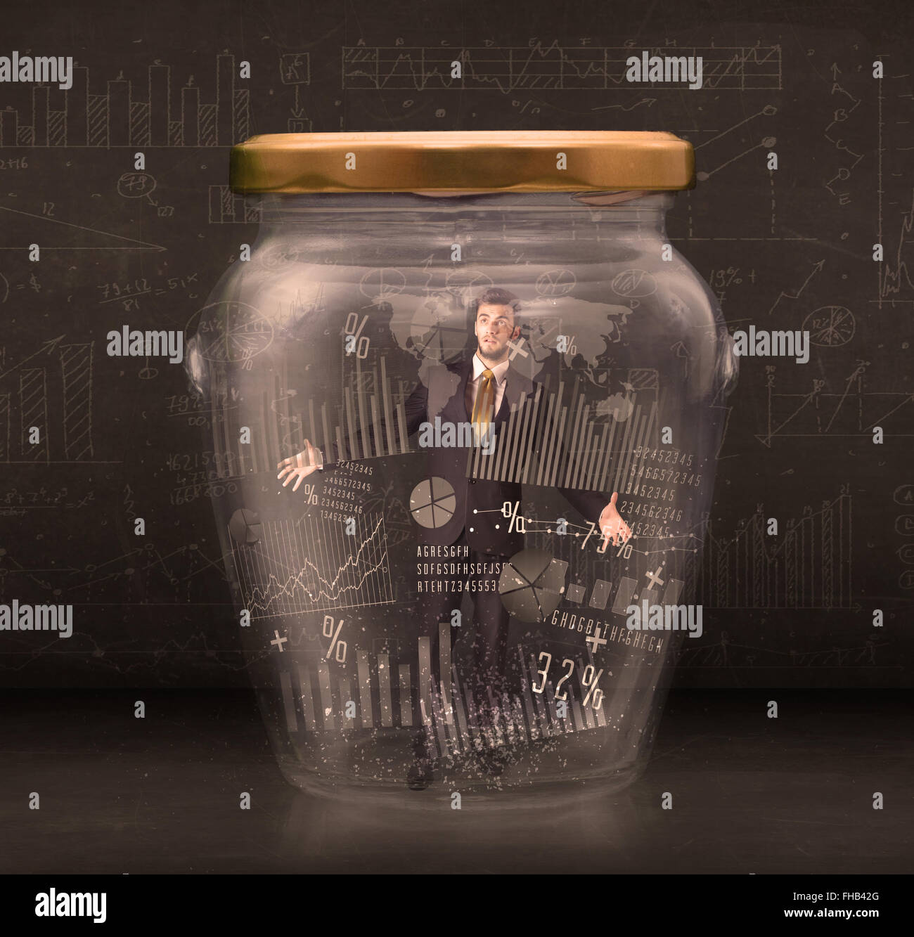 Businessman in jar graph chart hi-res stock photography and images - Alamy