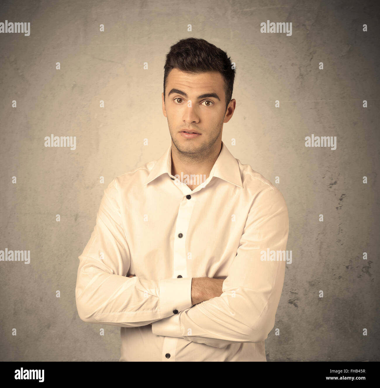 Sales worker making face expressions Stock Photo - Alamy