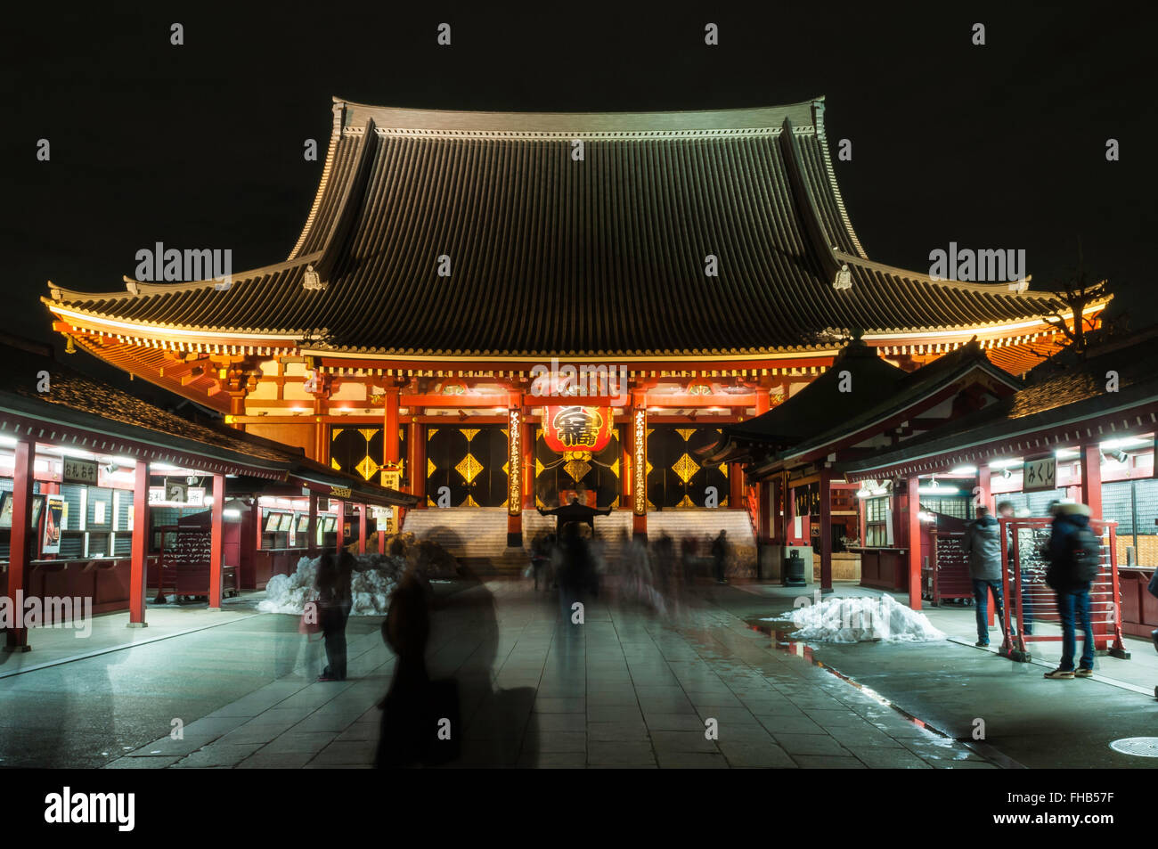 Senso-ji, Buddhist temple, Hondō, main hall at night, Asakusa, Tokyo ...