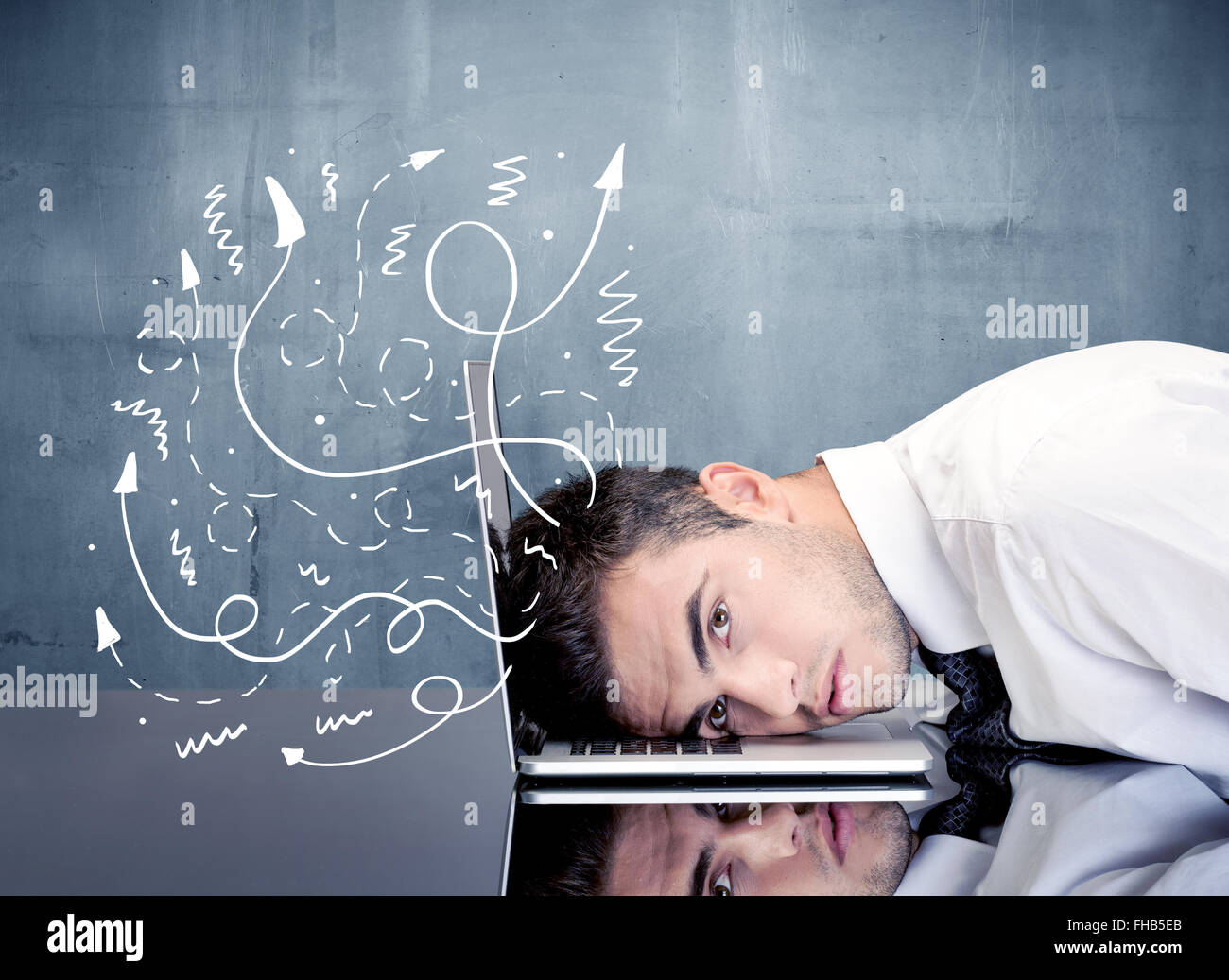 Business person with frustrated thoughts Stock Photo - Alamy