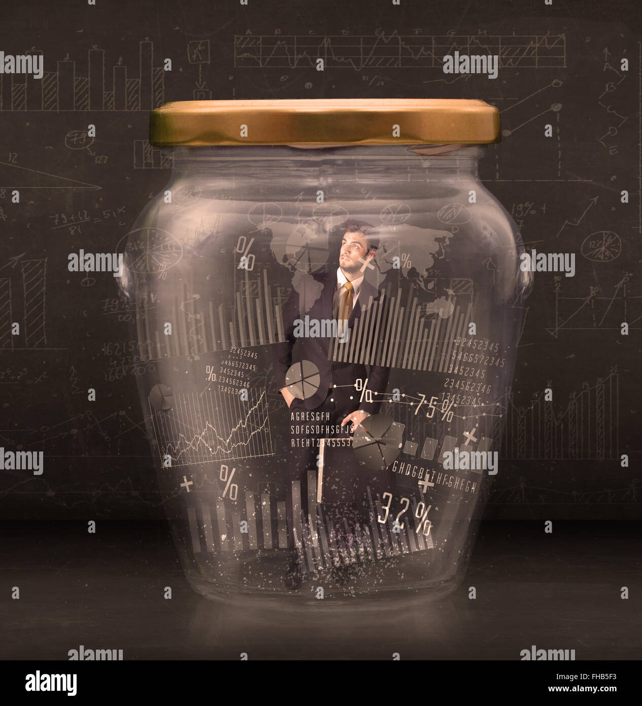 Businessman in jar graph chart hi-res stock photography and images - Alamy
