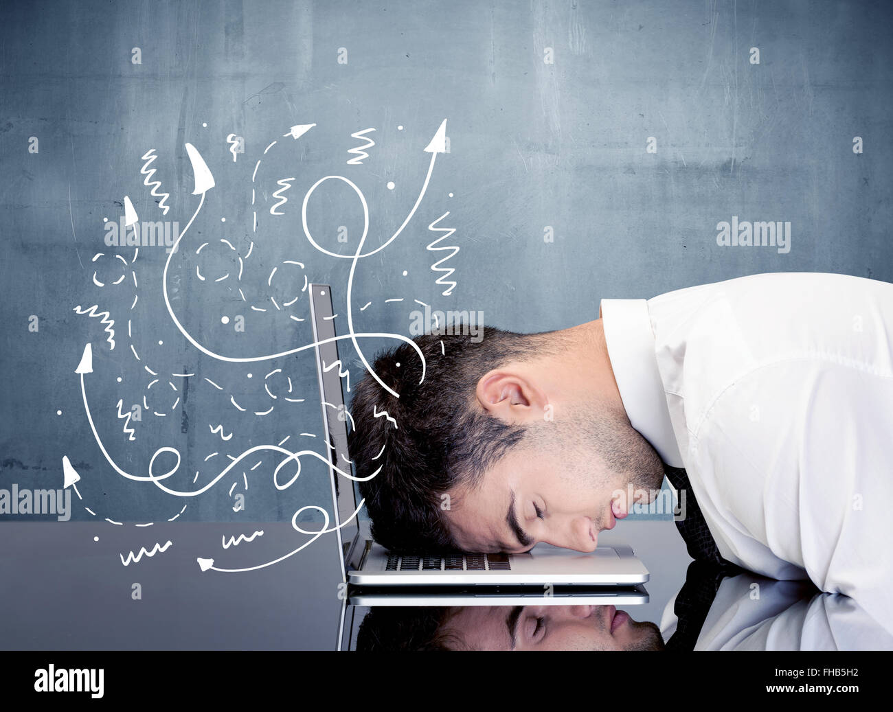 Business person with frustrated thoughts Stock Photo - Alamy