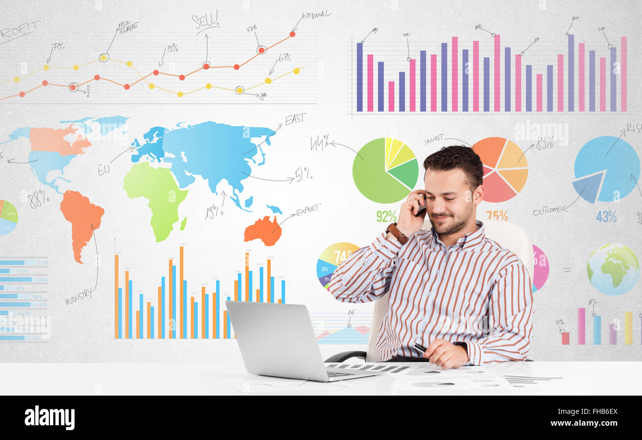 Business man with colorful charts Stock Photo - Alamy