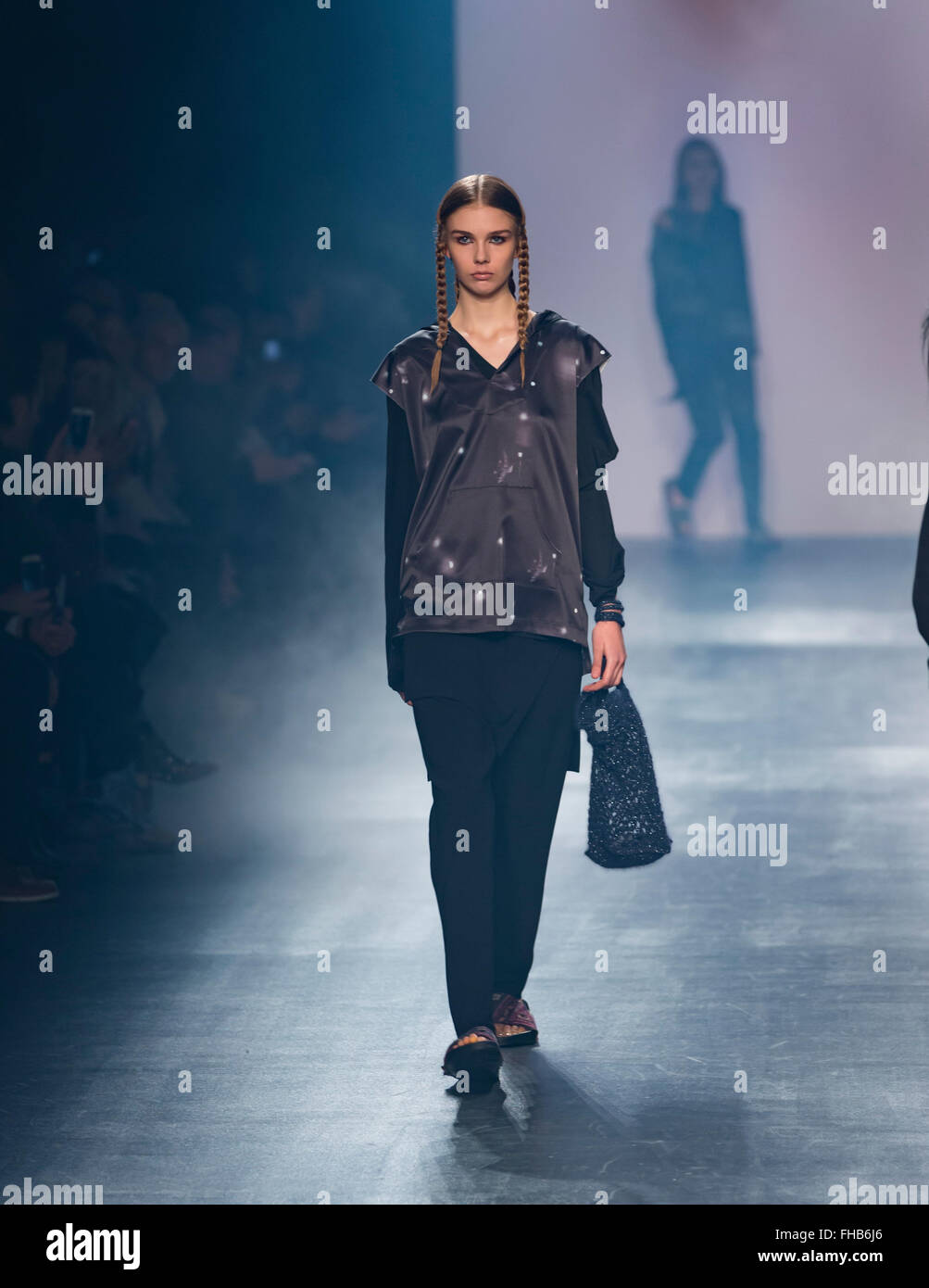 New York, NY USA - February 13, 2016: Model walks runway for Baja East ...