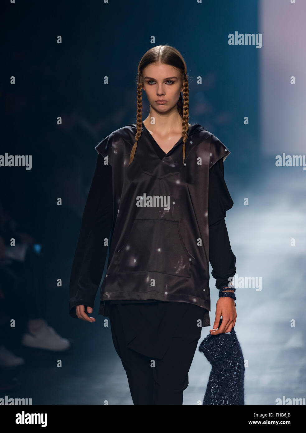 New York, NY USA - February 13, 2016: Model walks runway for Baja East ...