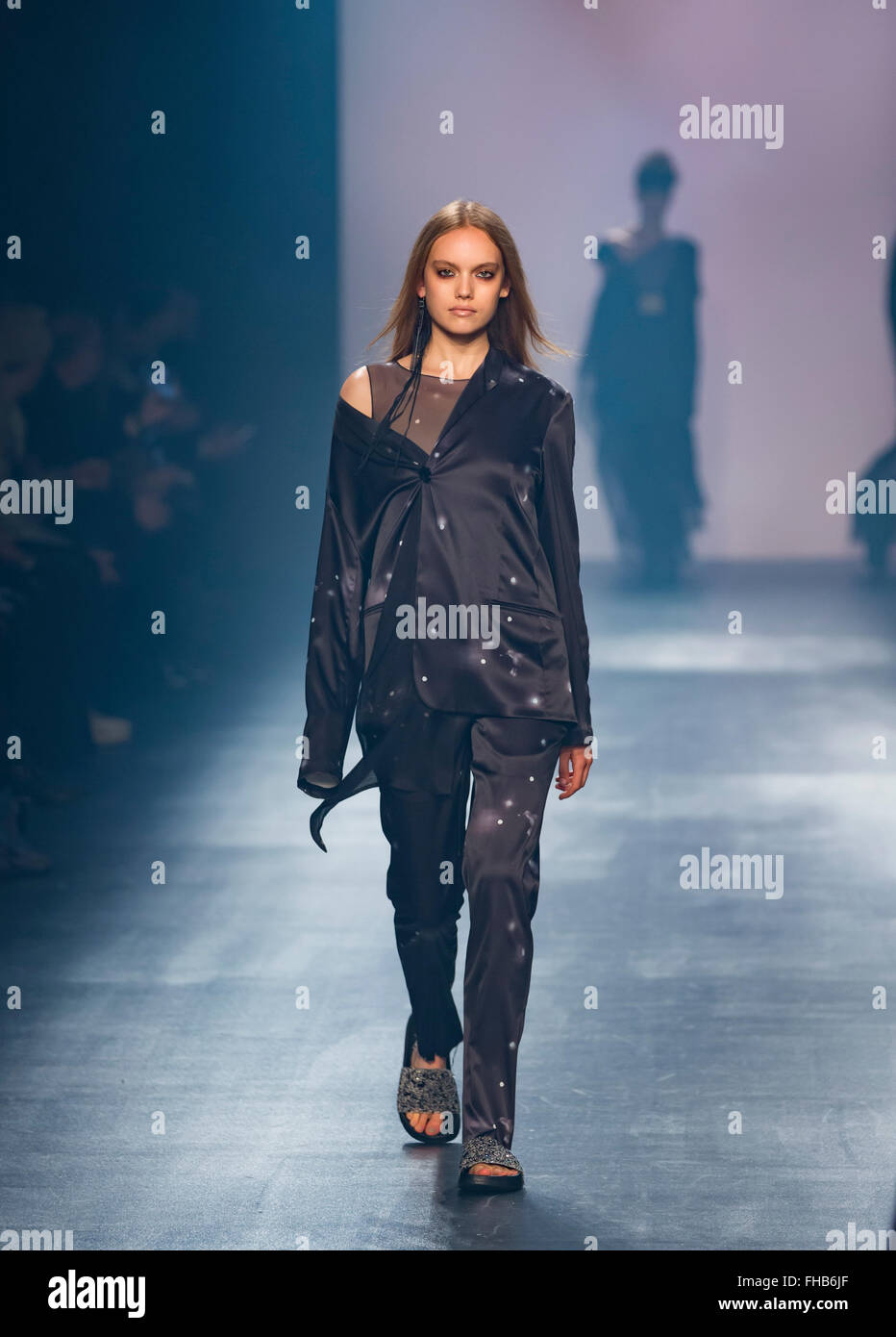 New York, NY USA - February 13, 2016: Model walks runway for Baja East ...