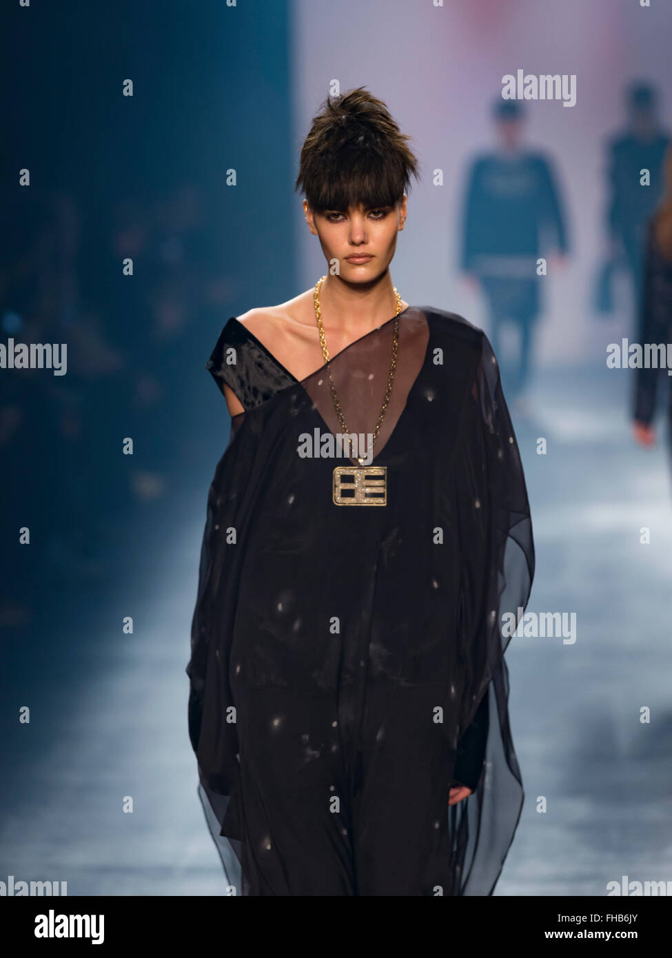 New York, NY USA - February 13, 2016: Model walks runway for Baja East ...