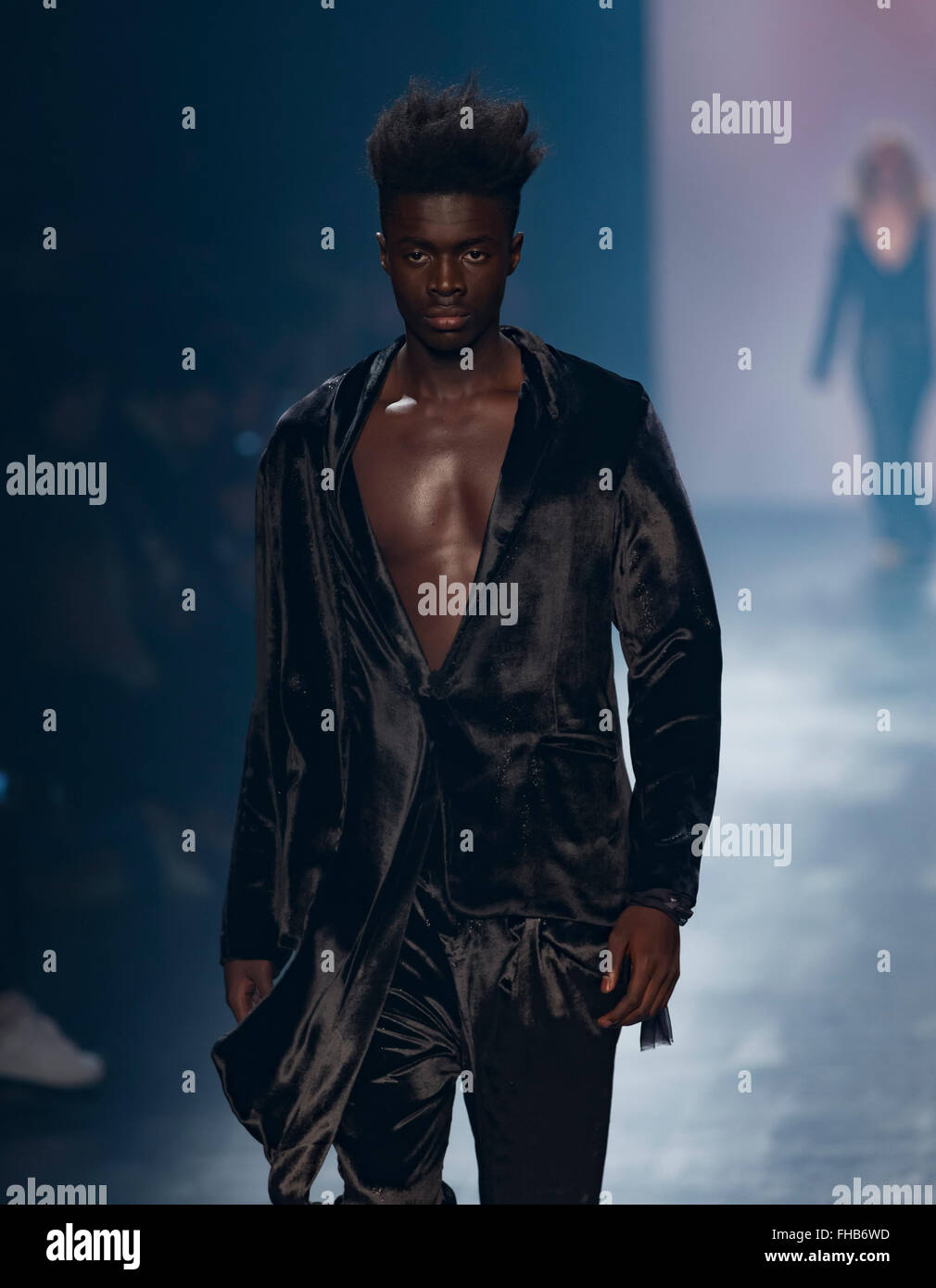 New York, NY USA - February 13, 2016: Model walks runway for Baja East ...